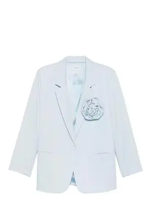 VICOLO Floral Appliqué Single-breasted Blazer - Blue