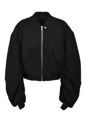 Rick Owens Ruched Sleeve Bomber Jacket - Black