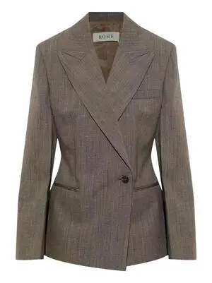 RÓHE Double-breasted Slub-texture Blazer - Brown