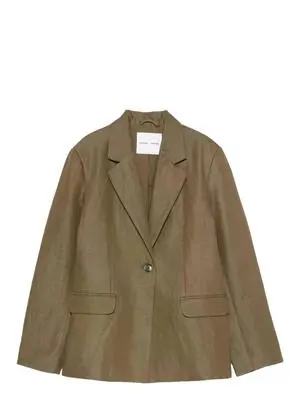 SAMSOE SAMSOE Single-breasted Notched Lapel Cotton Blazer - Green