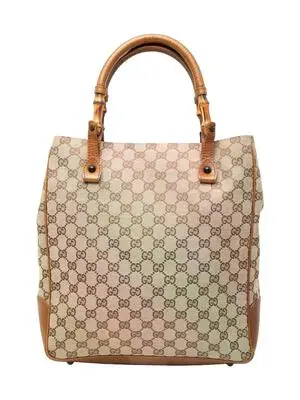 Gucci Gg Canvas Bamboo Tote Bag - Neutrals
