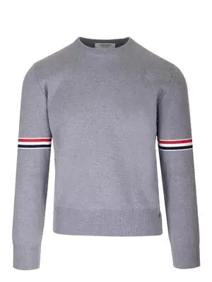 Thom Browne Milano Knit Rwb Stripe Sweater - Grey