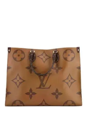 LOUIS VUITTON Louis Vuitton OnTheGo Reverse Monogram Giant GM Tote Bag Brown