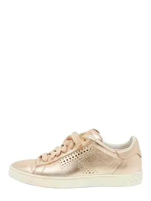 TOD'S Tone Leather Perforated Lace-up Sneakers - Gold