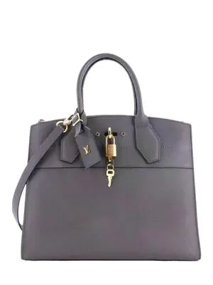 LOUIS VUITTON City Steamer Leather Mm Tote Bag - Grey