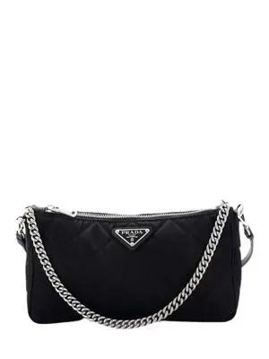 Prada Quilted Tessuto Chain Zip Shoulder Bag - Black