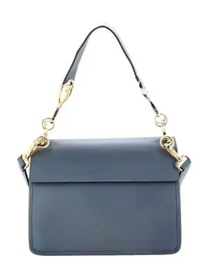 Fendi Kan I Leather And Zucca Velvet Medium Shoulder Bag - Blue