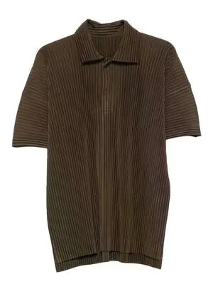 Issey Miyake Pleated Short-sleeve Polo Shirt - Green