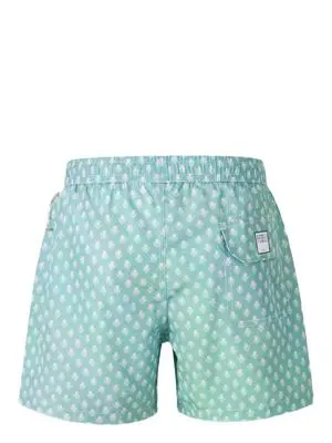 Fedeli Octopus Print Drawstring Swim Shorts - Blue