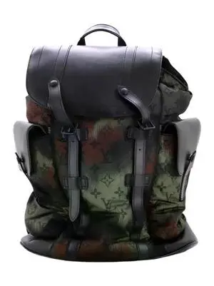 LOUIS VUITTON Louis Vuitton Christopher Limited Edition Camouflage Monogram Nylon With Leather PM Backpack Black