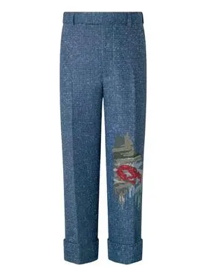 THOM BROWNE Thom Browne Bouclé-Tweed Embroidered Trousers