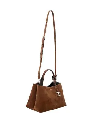 TOD'S T Timeless Suede Tote Bag - Brown