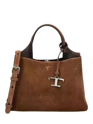 TOD'S T Timeless Suede Tote Bag - Brown