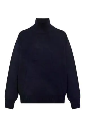 RÓHE Navy Ribbed Turtleneck Sweater - Blue