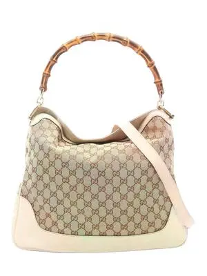 Gucci Diana Bamboo Gg Monogram Shoulder Bag - Neutrals