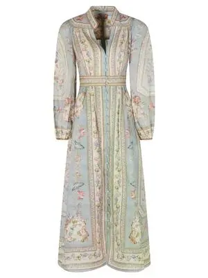 Zimmermann Roselight Plunge Floral-print Mini Dress - Blue