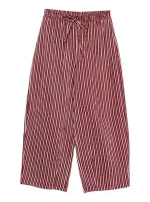 VICOLO Vertical Stripe Drawstring Wide Leg Trousers - Red
