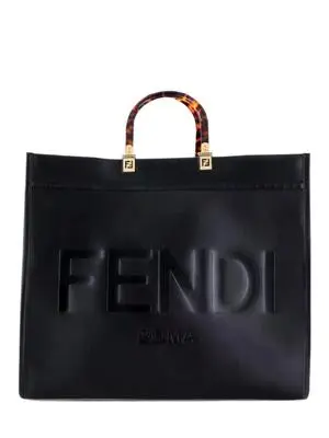 Fendi Sunshine Shopper Leather Tote Bag - Black