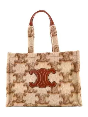 Celine Cabas Thais Triomphe Wool Large Tote Bag - Brown