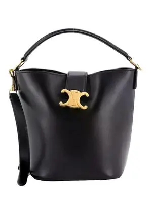 Celine Small Bucket Bag In Leather - Black