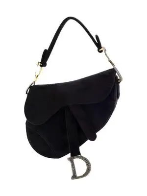 Dior Saddle Handbag Velvet With Crystals Mini Shoulder Bag - Black