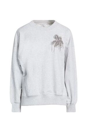 Brunello Cucinelli Cotton And Elastane Sweatshirt With Embroidery - Grey