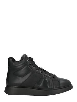 CERRUTI 1881 Leather High-top Sneakers With Shearling Lining - Black