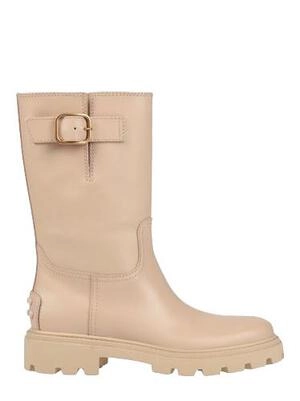 TOD'S Leather Ankle Boots - Beige