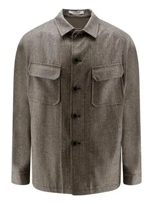 Tagliatore Virgin Wool Pied-de-poule Shirt Jacket - Brown