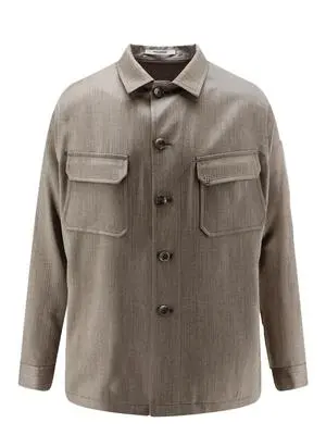 Tagliatore Calvin Stretch Wool Shirt Jacket - Beige