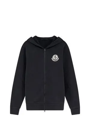 Moncler Cotton Logo Patch Hoodie - Black
