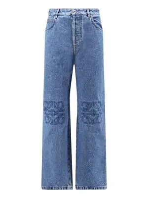 Loewe Anagram Baggy Jeans With Embroidery - Blue