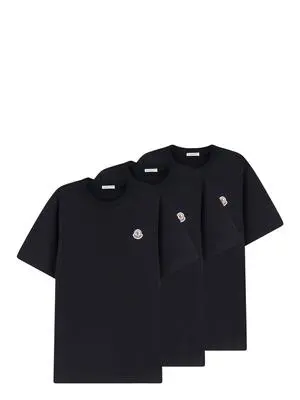 Moncler Cotton Tshirt With Front Logo Patch - Black