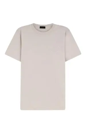 Moncler Cotton Tshirt With Front Logo Patch - Beige