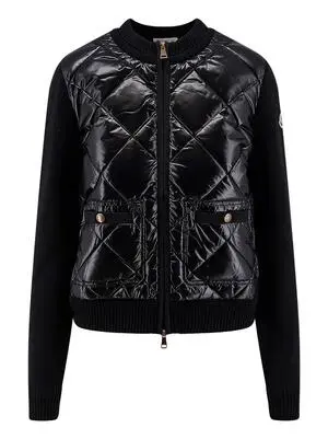 Moncler Wool And Nylon Blend Quilted Jacket - Black