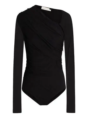 Zimmermann Asymmetric Jersey Bodysuit - Black