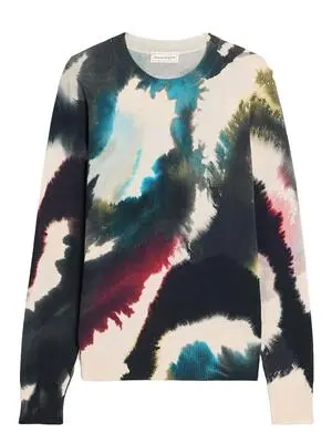 Alexander McQueen Tie-dye Cotton Sweater With Ribbed Trims - Multicolor