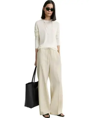 TOTEME Fluid Drawstring Wide-leg Trousers - Talc
