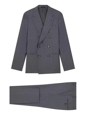 Giorgio Armani Double-breasted Pinstriped Virgin Wool Suit Napoli - Grey