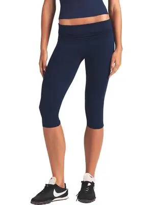 SKIMS SKIMS Cotton Jersey Foldover Capri Pants Navy