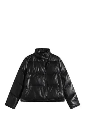 NOTHING WRITTEN Lambskin Leather Puffer Jacket - Black