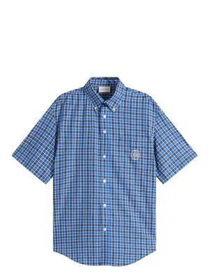Drole De Monsieur Short Sleeve Check Shirt - Blue