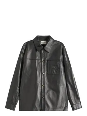 Drole De Monsieur Embossed Leather Shirt - Black