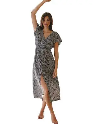 Z Supply Sanna Iris Midi Dress - Ivory Pattern