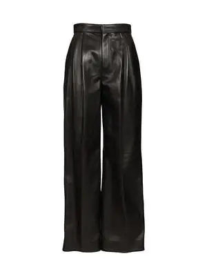 Bottega Veneta Wide-leg Shiny Lambskin Trousers - Black