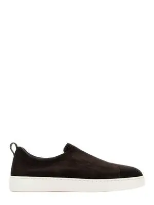 Santoni Dark Suede Victory Slip-on - Brown