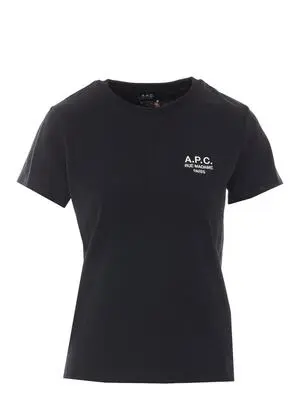 A.p.c. Cotton T-shirt With Embroidered Logo - Black