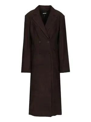 ROTATE BY BIRGER CHRISTENSEN Long Suede Double-breasted Coat - Brown