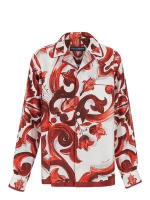 Dolce & Gabbana Shirt With Hawaii Collar And All-over Maiolica Print In Silk For - Multicolor