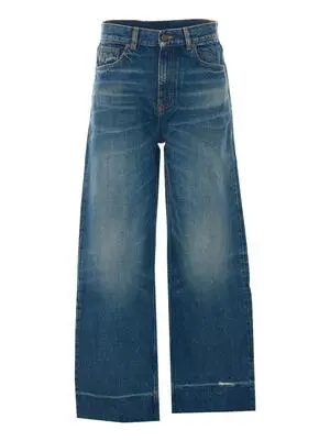Chloé Logo Wide Leg Jeans - Blue